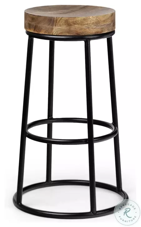 Flynn Brown Wood And Black Metal Counter Height Stool From Mercana ...