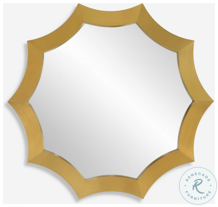 Flare Brushed Brass Round Mirror From Uttermost | Coleman Furniture