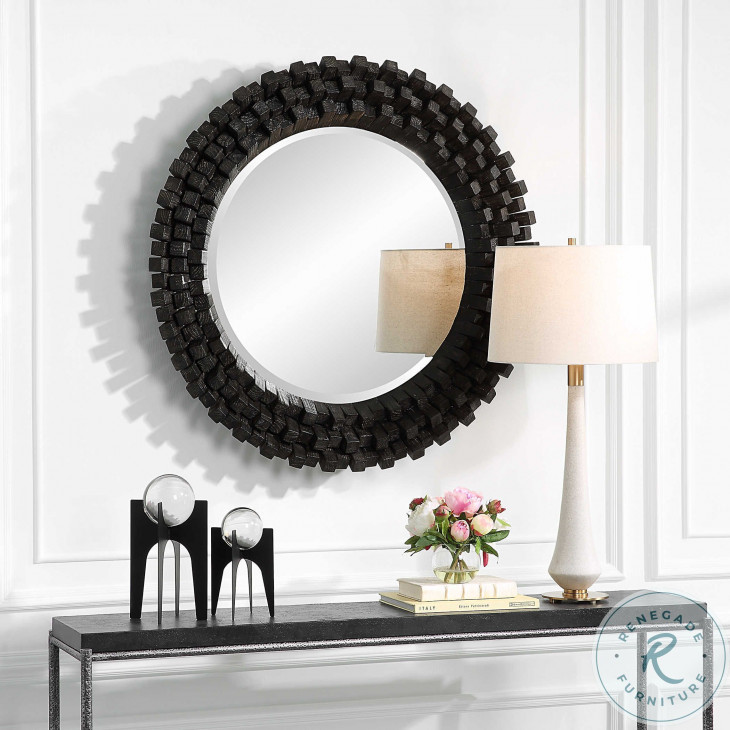 Circle of Piers Ebony Round Mirror From Uttermost | Coleman Furniture