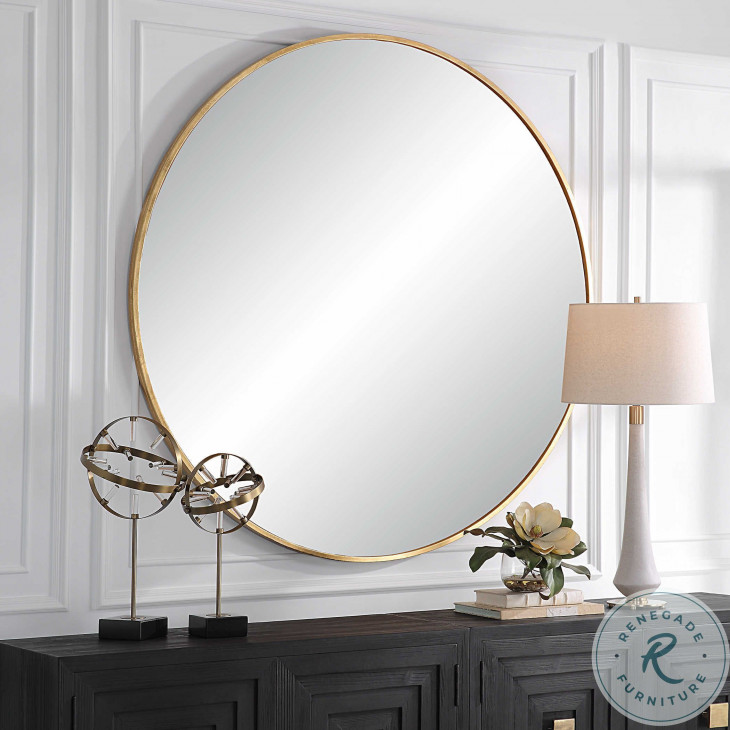 Junius Antiqued Gold Large Round Mirror From Uttermost | Coleman Furniture