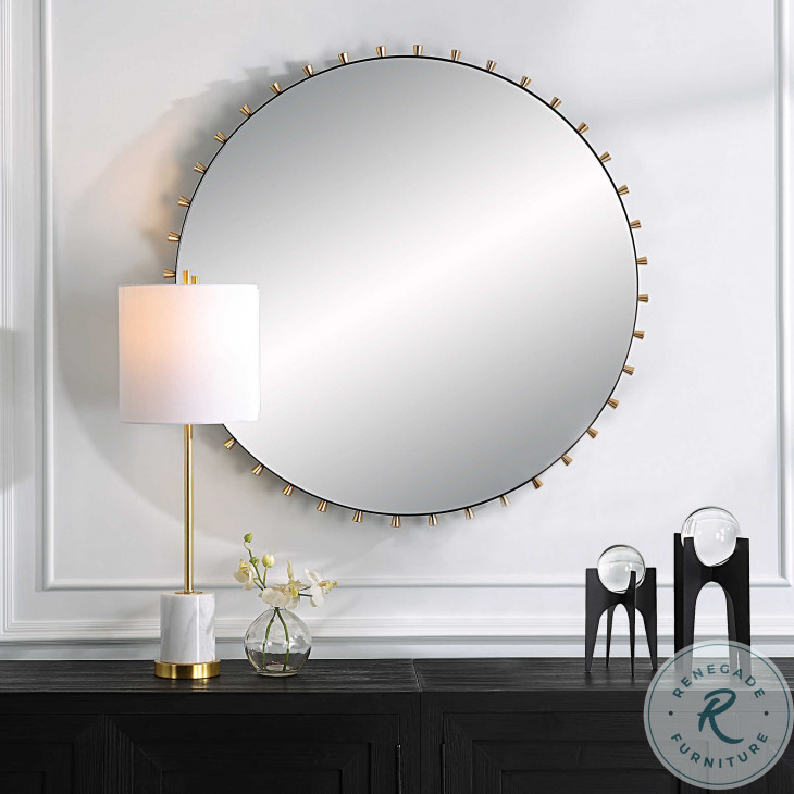 Cosmopolitan Matte Black Round Mirror From Uttermost | Coleman Furniture