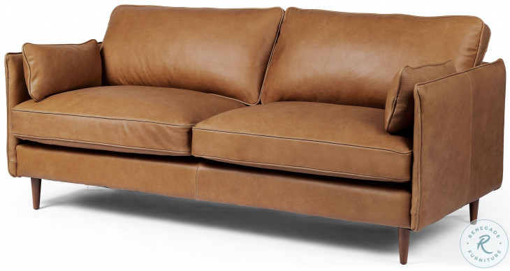 Reese Palermo Cognac Leather 76" Sofa from Four Hands | Coleman Furniture