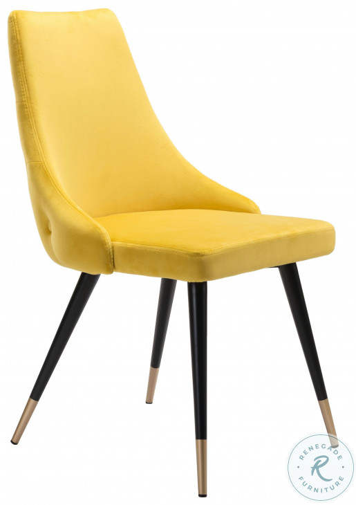 Piccolo Yellow Velvet Dining Chair Set of 2 from Zuo | Coleman Furniture