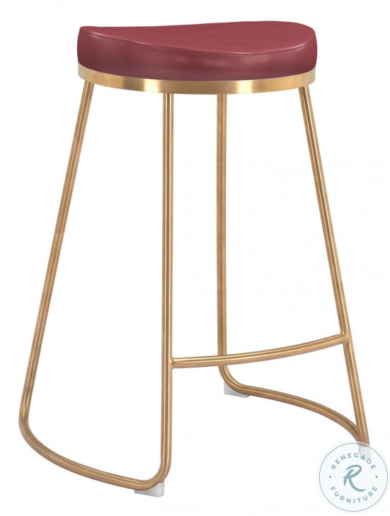 Bree Burgundy Counter Stool Set of 2 from Zuo | Coleman Furniture