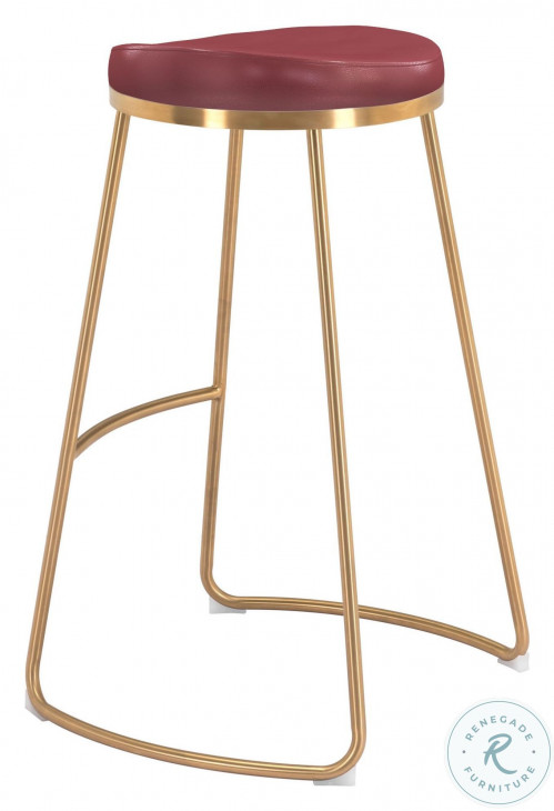 Bree Burgundy Barstool Set of 2 from Zuo | Coleman Furniture