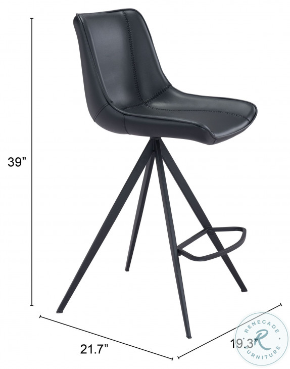 Aki Black Counter Chair Set Of 2 | HomeGalleryStores.com | 101394