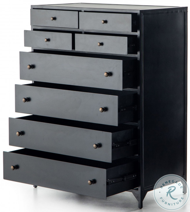 Belmont Black 8 Drawer Tall Chest from Four Hands | Coleman Furniture