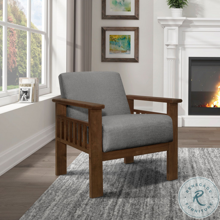 Helena Gray And Walnut Accent Chair with Storage Arms From Homelegance ...