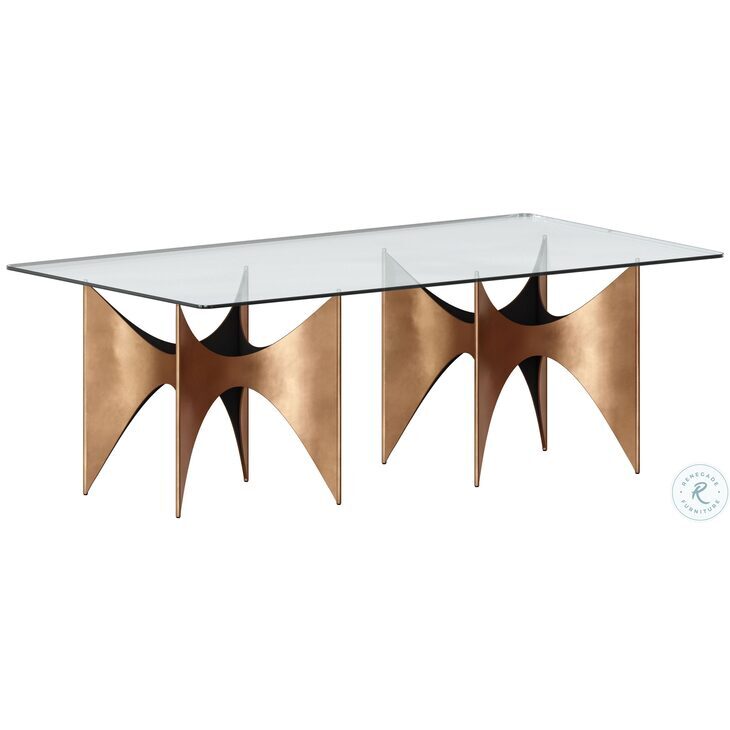 London Clear Glass Top And Gold 86" Rectangular Dining Table From Home ...