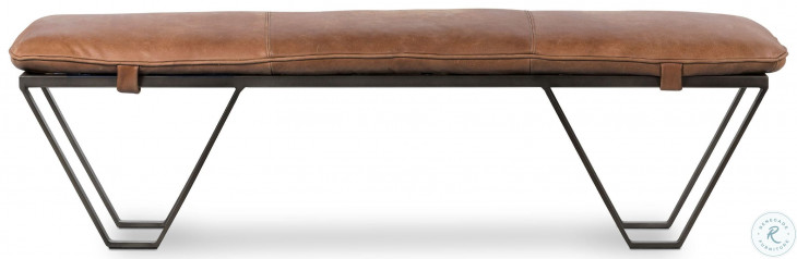Darrow Palermo Cognac Leather Bench from Four Hands | Coleman Furniture