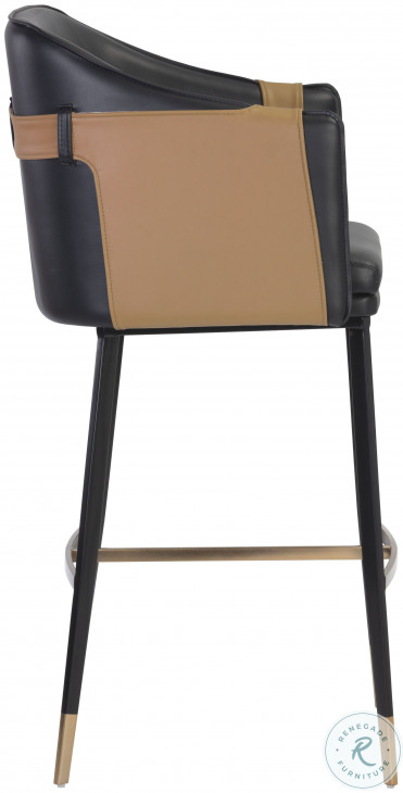 Ikon Napa Black And Cognac Faux Leather Carter Bar Stool From Sunpan ...