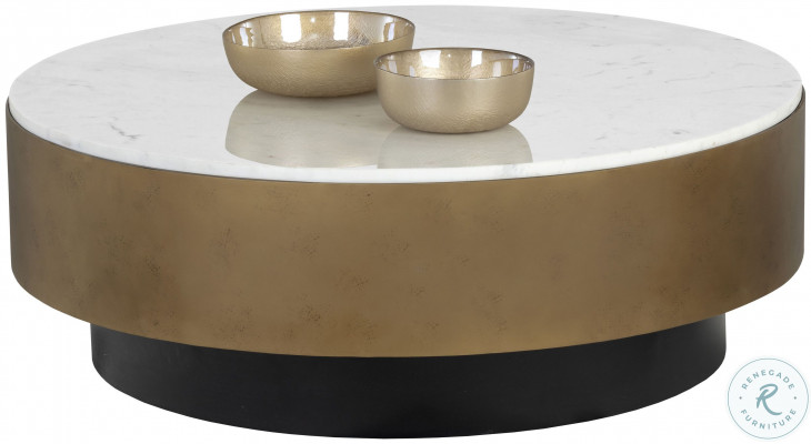 Zelda White And Antique Brass Coffee Table From Sunpan | Coleman Furniture