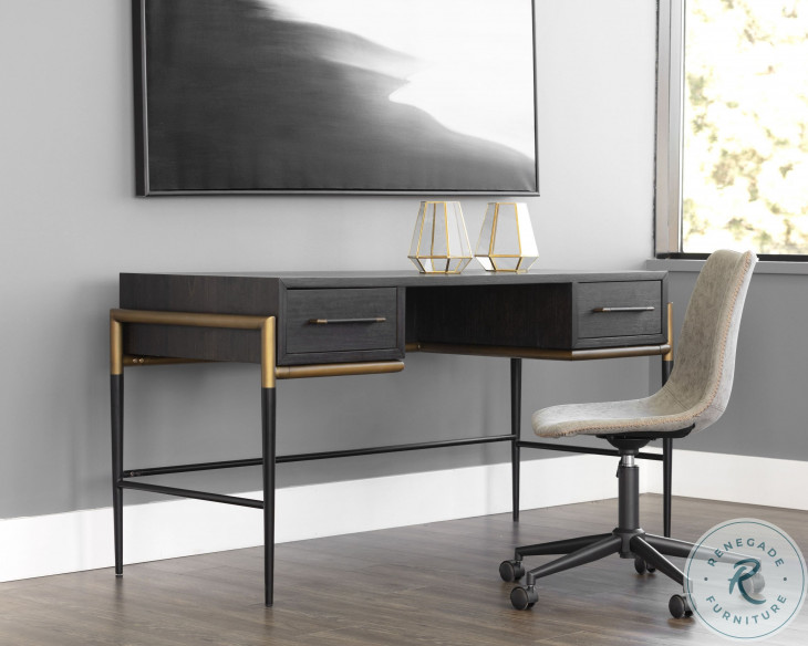 Mixt Brown And Black Weldrick Desk From Sunpan | Coleman Furniture