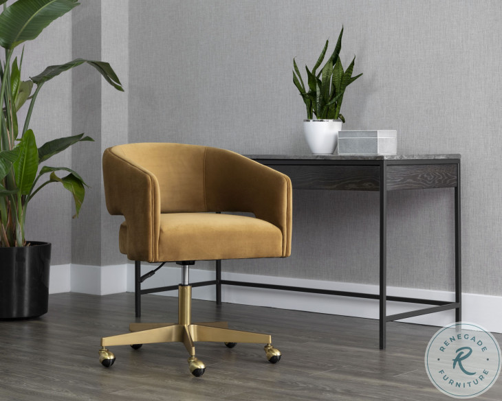 Claren Matte Gold Adjustable Office Chair From Sunpan | Coleman Furniture