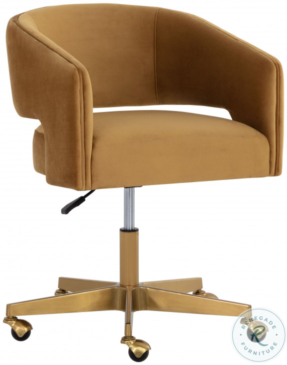 Claren Matte Gold Adjustable Office Chair From Sunpan | Coleman Furniture