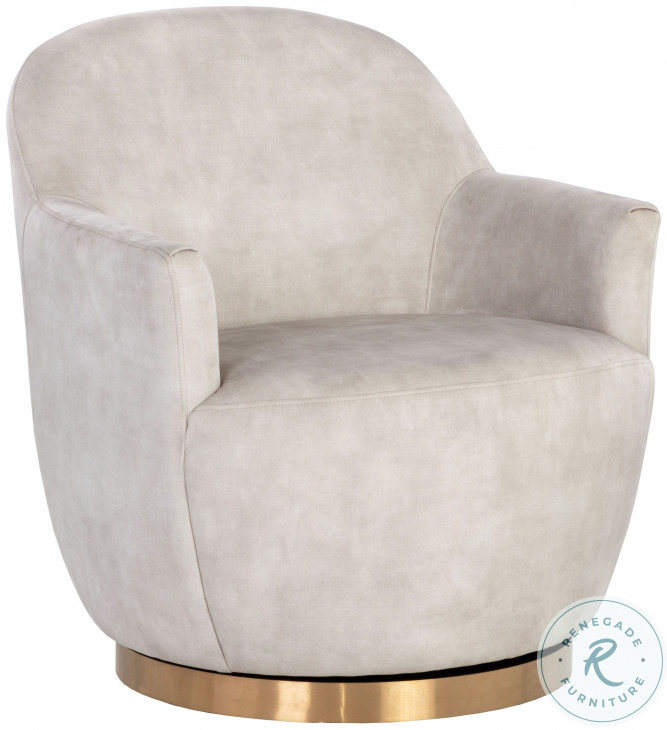 Casey Nono Cream Swivel Lounge Chair From Sunpan | Coleman Furniture