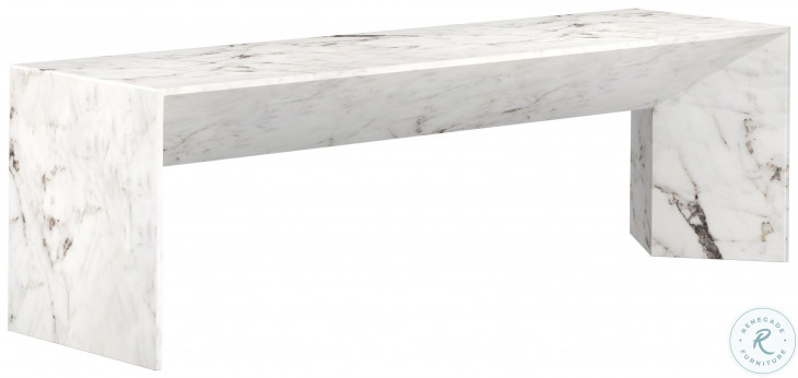 Mixt Nomad White Faux Marble Bench From Sunpan | Coleman Furniture