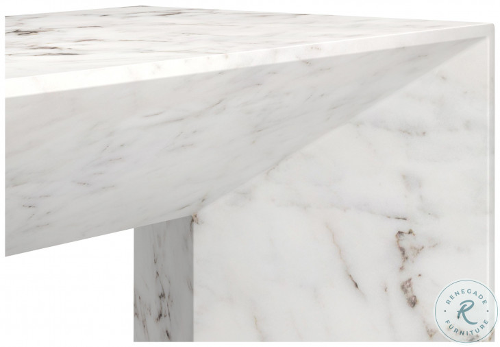 Mixt Nomad White Faux Marble Bench From Sunpan | Coleman Furniture