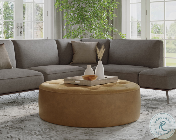 Nilda Camel Leather Ottoman From Sunpan | Coleman Furniture