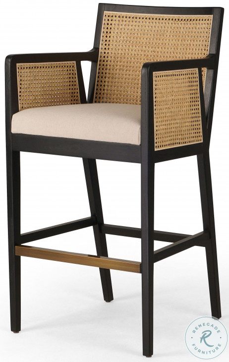 Antonia Savile Flax And Brushed Ebony Bar Stool from Four Hands ...