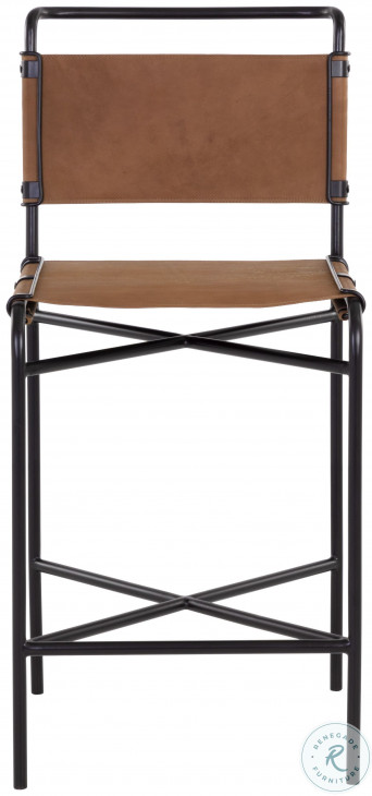 Corrigan Vintage Cognac Leather Counter Height Stool From Sunpan ...