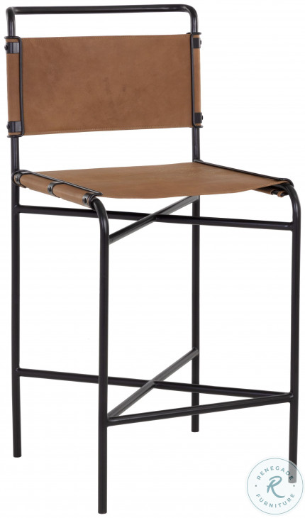 Corrigan Vintage Cognac Leather Counter Height Stool From Sunpan ...