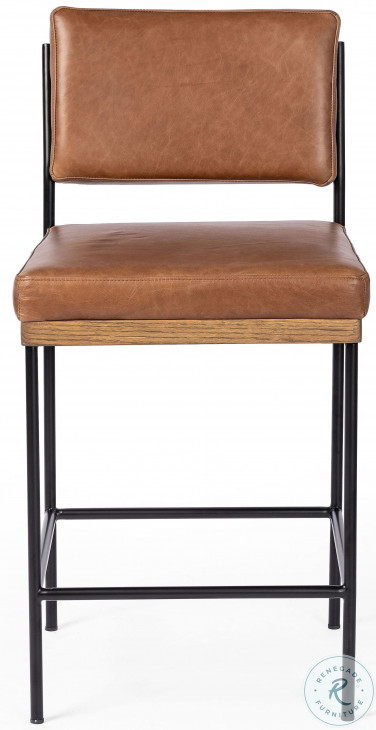 Benton Sonoma Chestnut Leather Counter Height Stool from Four Hands ...