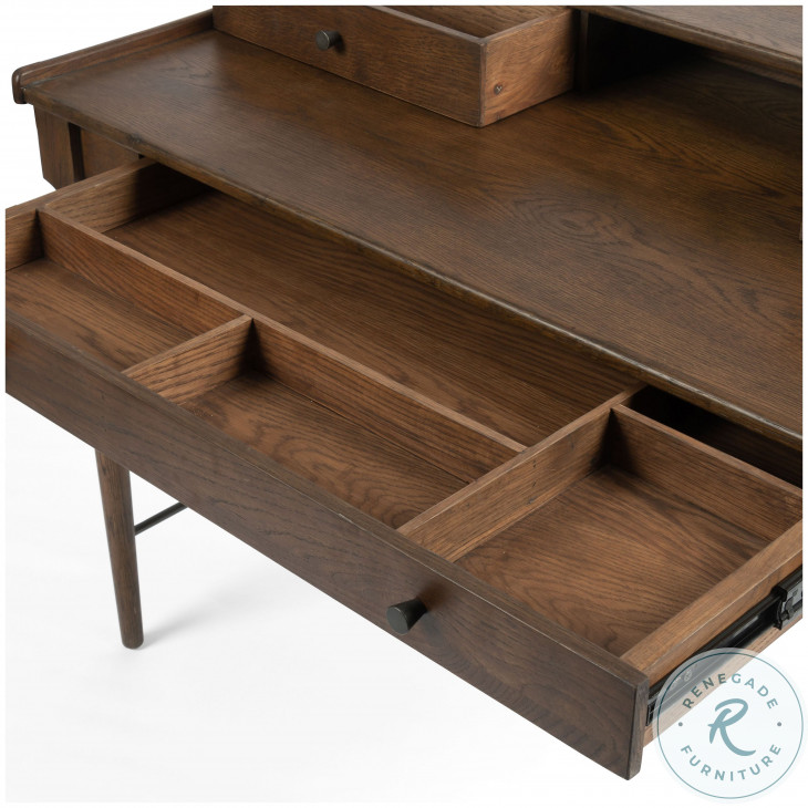 Moreau Dark Toasted Oak Writing Desk from Four Hands | Coleman Furniture