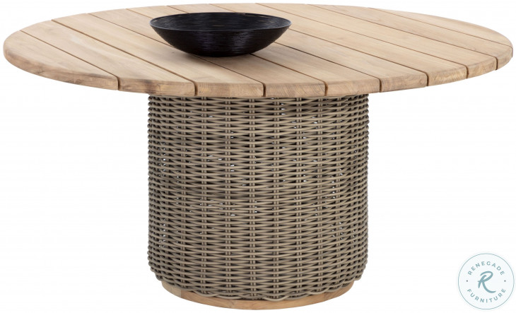 Riviera Natural And Taupe Outdoor Round Dining Table From Home Gallery ...