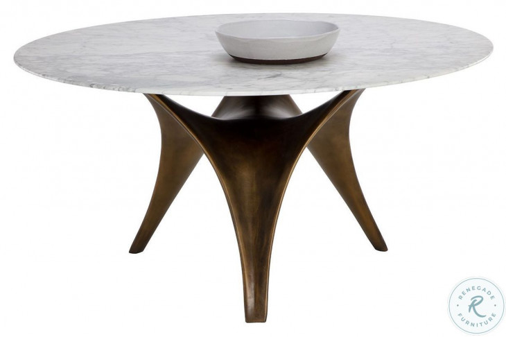 Bijon Matte White And Antique Bronze Dining Table From Sunpan | Coleman ...
