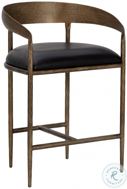 Zanatta Charcoal Black Leather Counter Height Stool From Sunpan ...