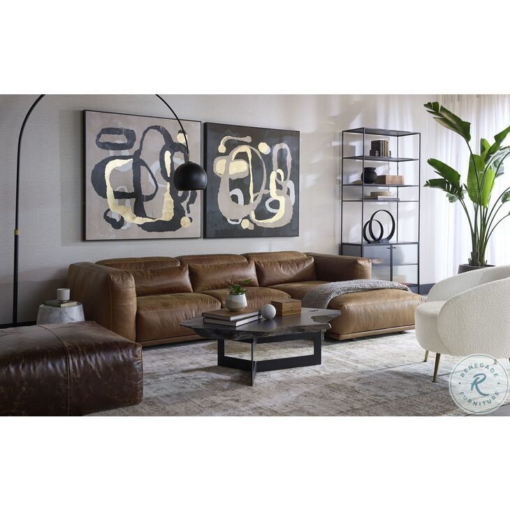 Beau Lucia Tobacco Leather Sectional from Sunpan | Coleman Furniture