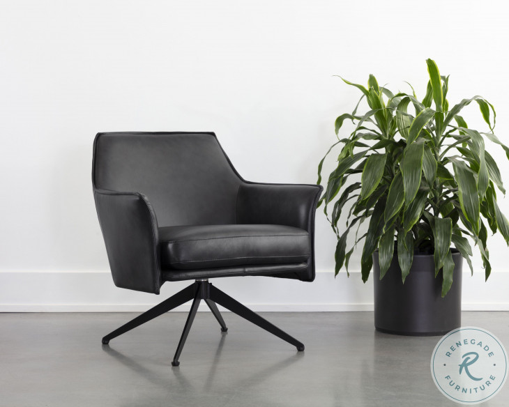 Crosby Alpine Black Swivel Lounge Chair From Sunpan | Coleman Furniture