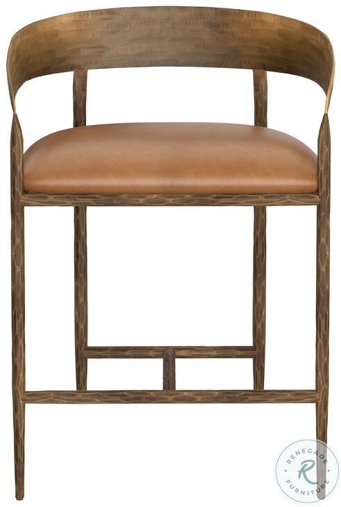 Zanatta Tan Leather Counter Height Stool From Sunpan | Coleman Furniture