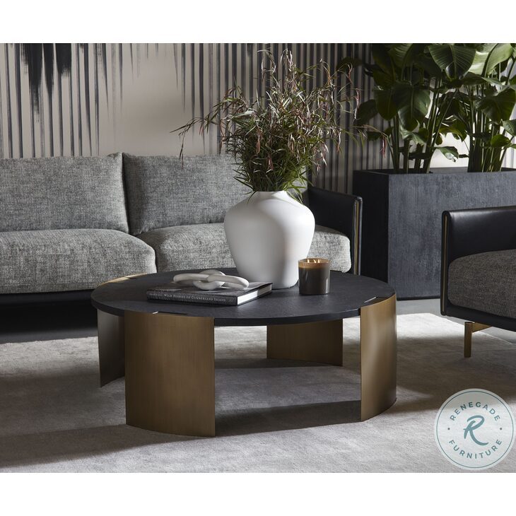 Gallus Carbon And Antique Brass Outdoor Cocktail Table From Sunpan ...