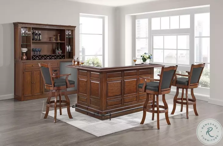 Eci Manchester Distressed Walnut Raised Panel Return Bar