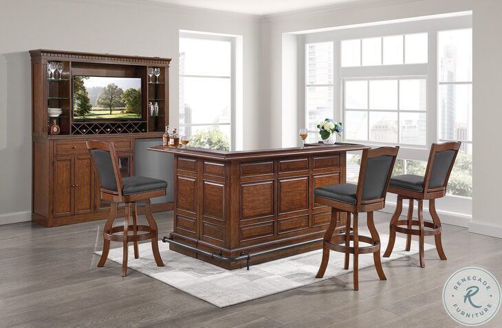 Manchester Distressed Walnut Raised Panel Return Bar from ECI Furniture ...