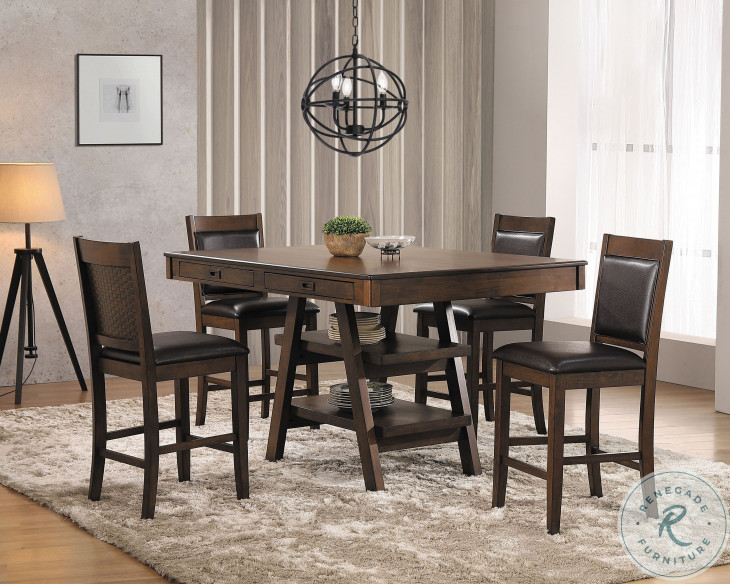 Dewey Walnut Counter Height Dining Room Set from Coaster | Coleman ...
