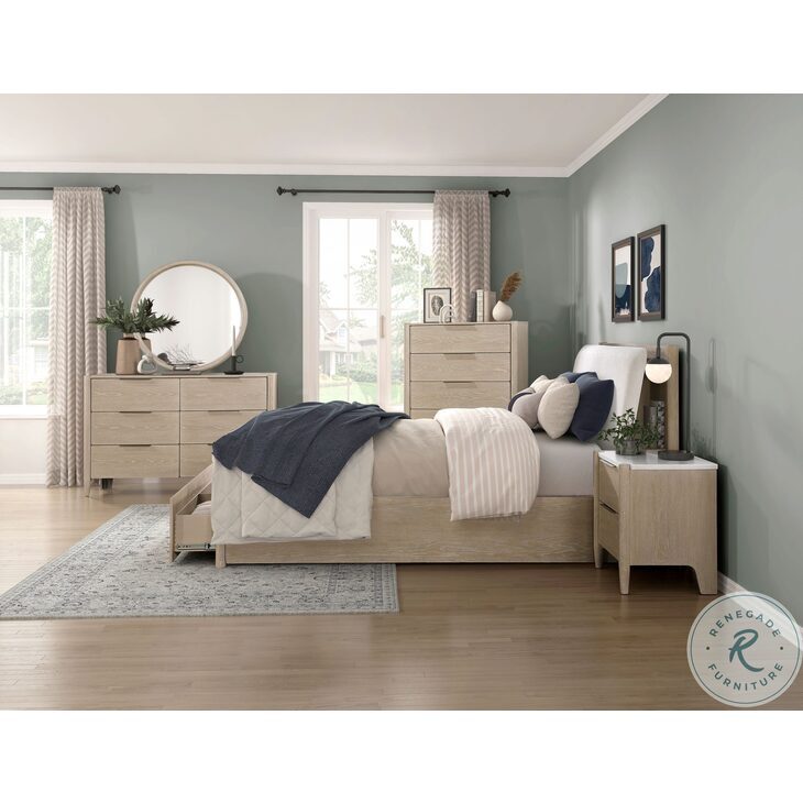 Matteo Light Oak Ceruse Marble Top 2 Drawer Nightstand From Homelegance ...