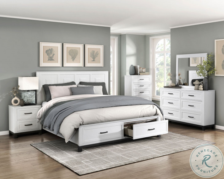 Garretson White And Metallic Gray Platform Storage Bedroom Set from ...