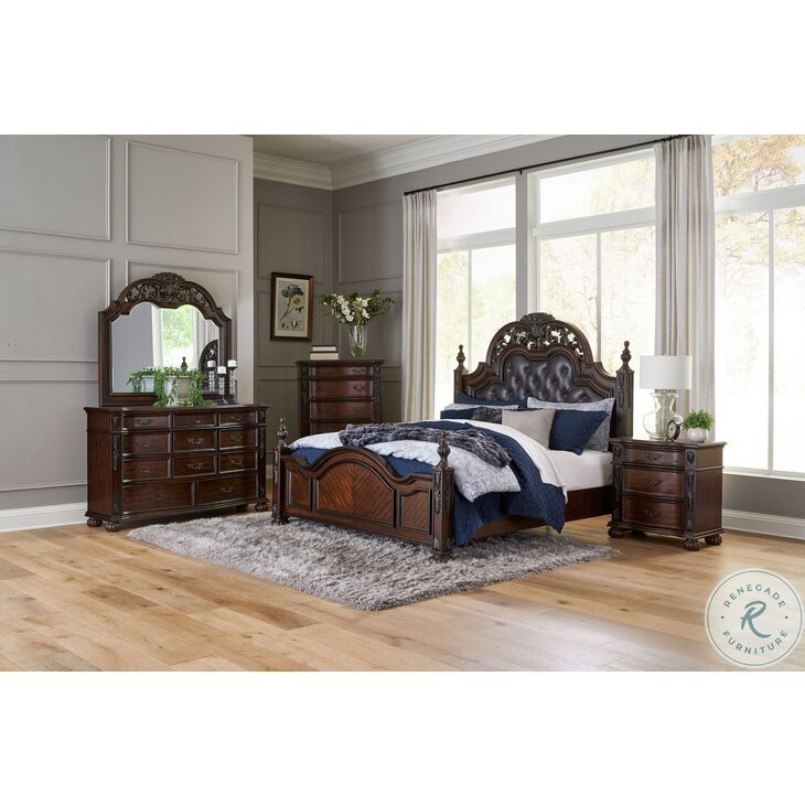 Adelina Cherry Queen Panel Bed From Homelegance | Coleman Furniture