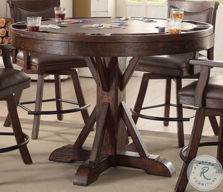 Gettysburg Dark Distressed Round Pub Game Table from ECI Furniture ...