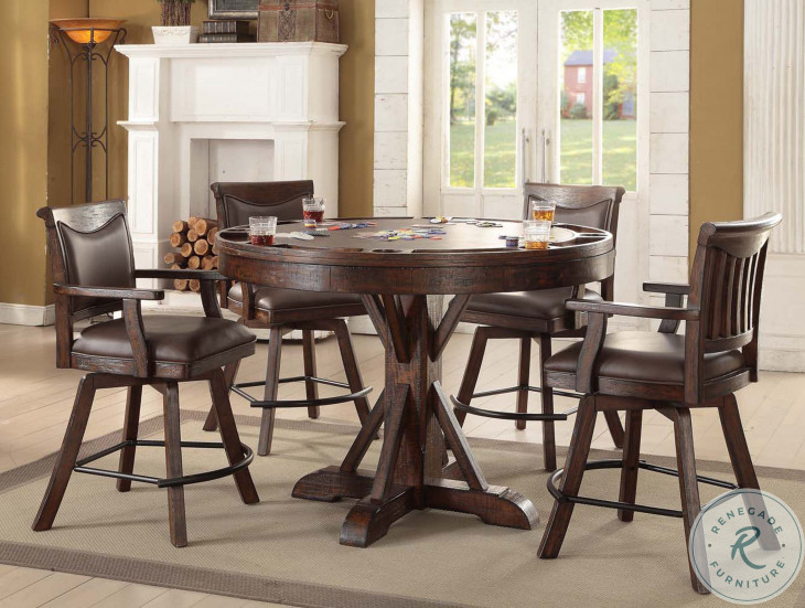 Gettysburg Dark Distressed Round Pub Game Table from ECI Furniture ...