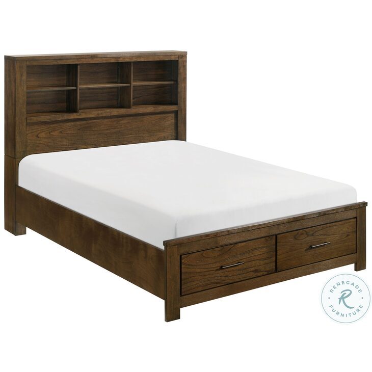 Sullivan Wire Brushed Oak King Storage Platform Bed From Homelegance ...
