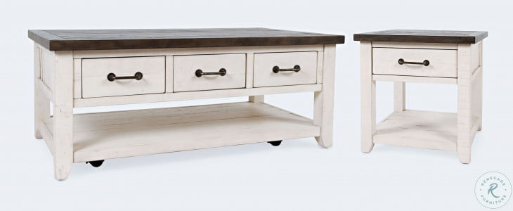 Madison County Vintage White Chairside Table | HomeGalleryStores.com ...