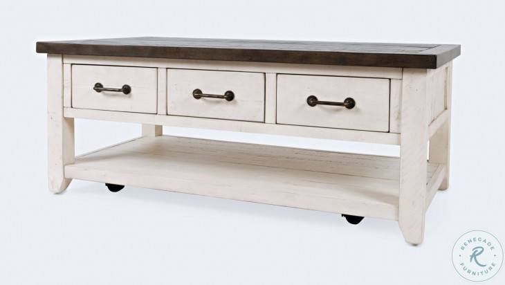 Madison County Vintage White 3 Drawer Cocktail Table From Jofran ...