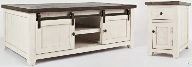 Madison County Vintage White Barn Door Occasional Table Set from Jofran ...