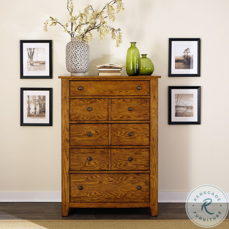 Grandpa s Cabin Aged Oak 5 Drawer Chest, 175-BR41, Liberty