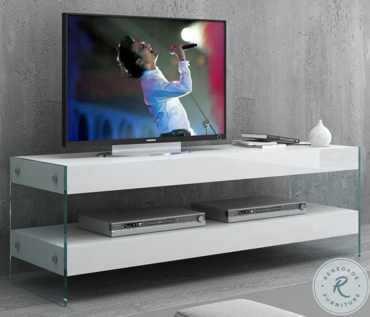 Cloud White High Gloss Mini TV Stand from JNM | Coleman Furniture