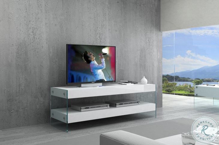 Cloud White High Gloss Mini TV Stand from JNM | Coleman Furniture